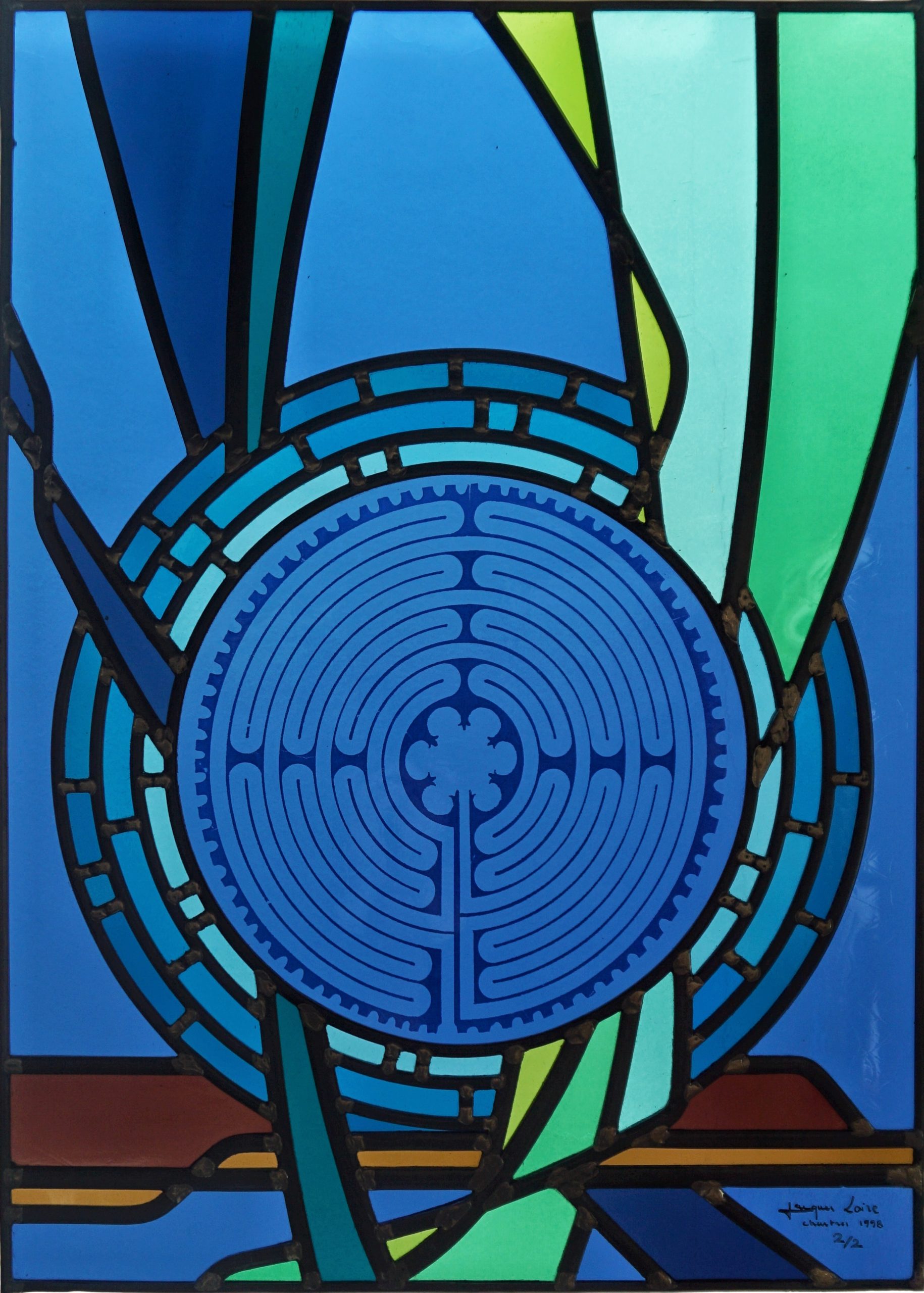 Labyrinthe J. Loire (2 options) - vitrail pièce unique - Galerie du Vitrail
